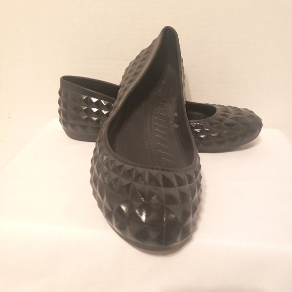 CROCS | Shoes | Crocs Ballet Flats Womens 7 Super Molded Black Diamond ...